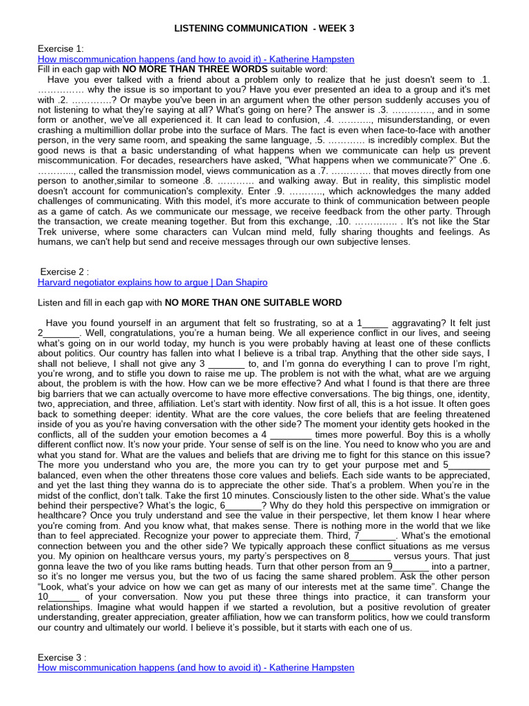 Listening Communication Week 3 | PDF