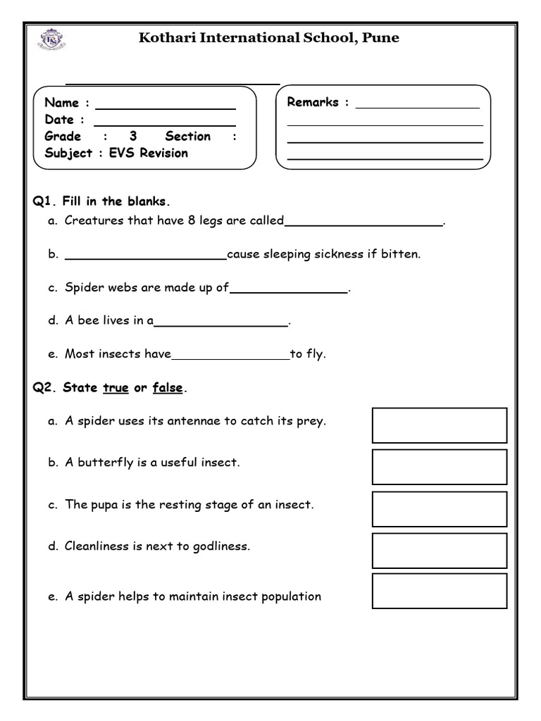 PA3 EVS Revision Worksheet | PDF