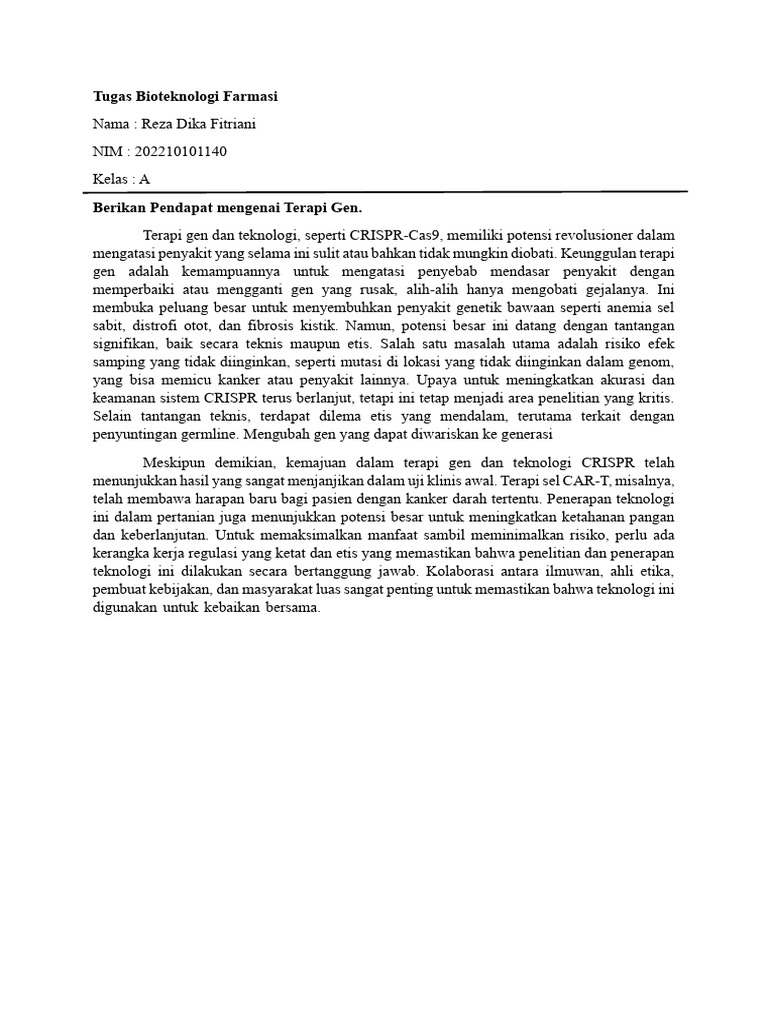 Pendapat Mengenai TerapiGen | PDF