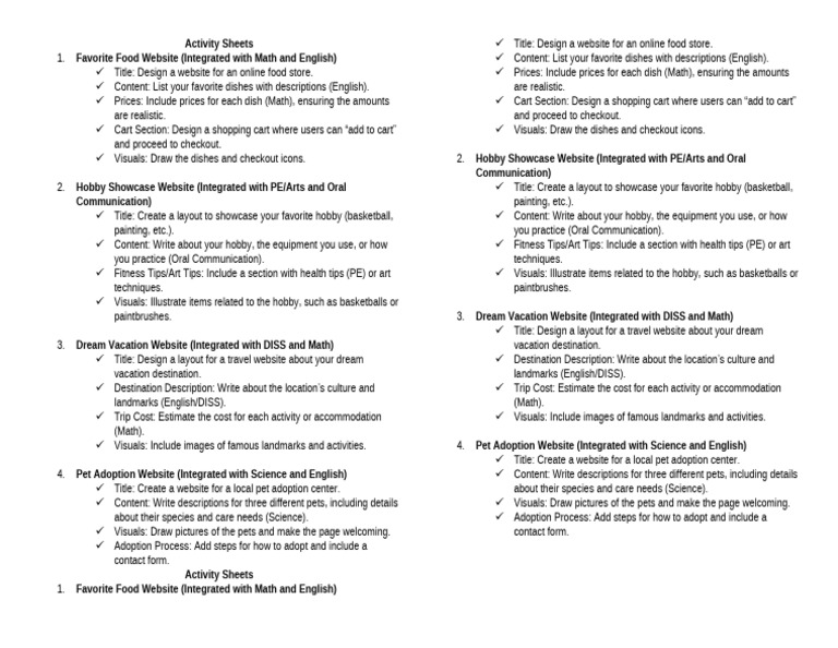 Activity Sheets | PDF