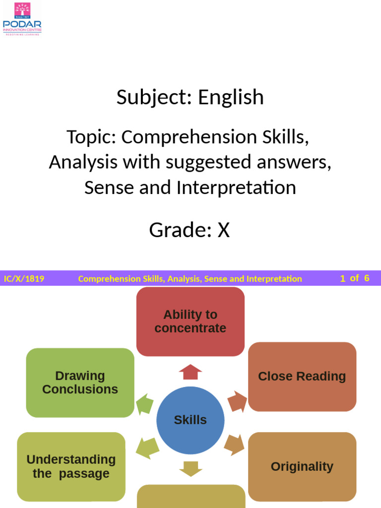 ICSE - X - Eng - Comprehension Skills - Analysis - Sense and ...