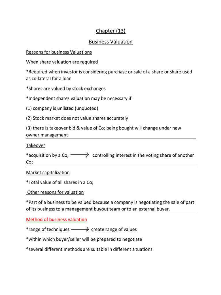 Chapter 13 Business Valuation | PDF