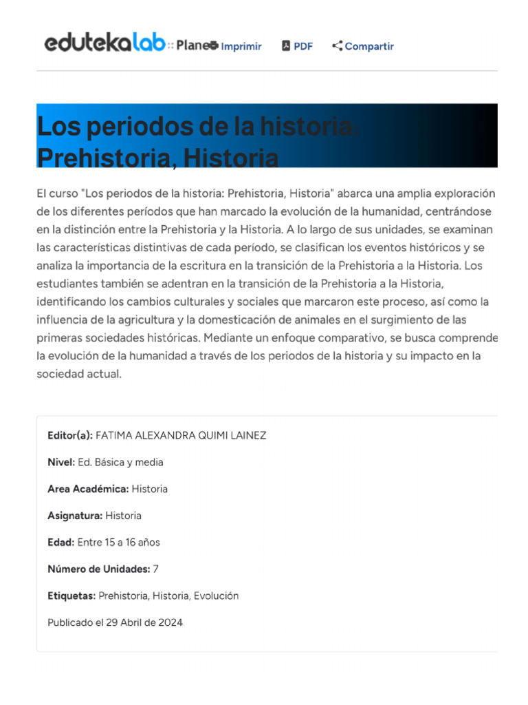 Los Periodos de La Historia - Prehistoria, Historia | PDF