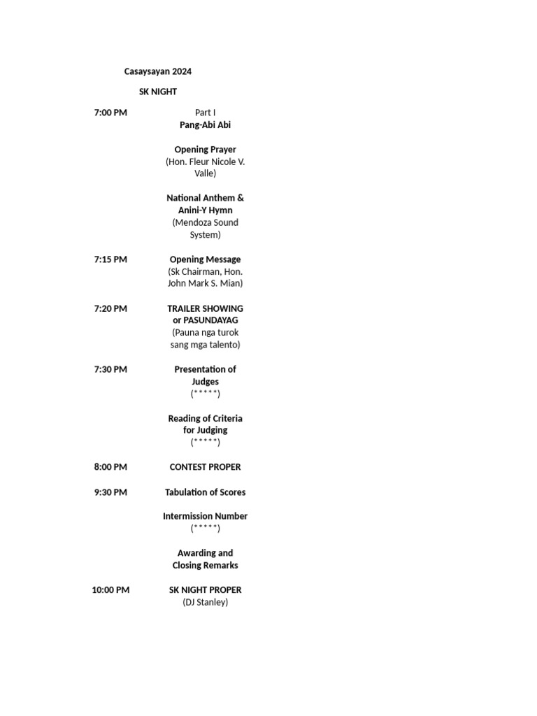 SK Night Program | PDF
