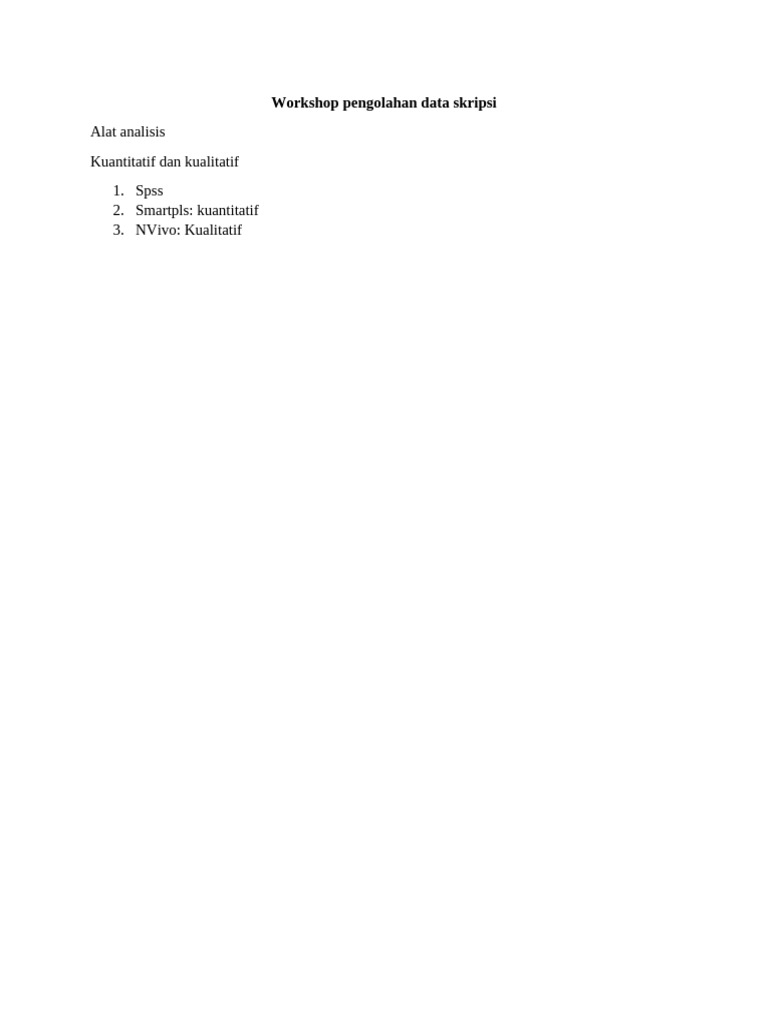 Workshop Pengolahan Data Skripsi | PDF
