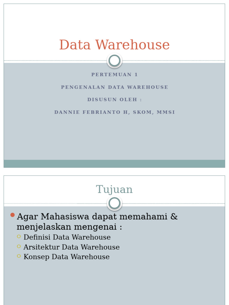 Pertemuan01 DataWarehouse | PDF