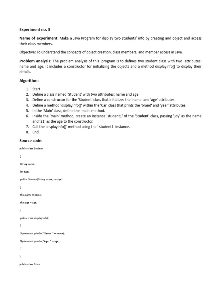 Experiment No 2 Java | PDF