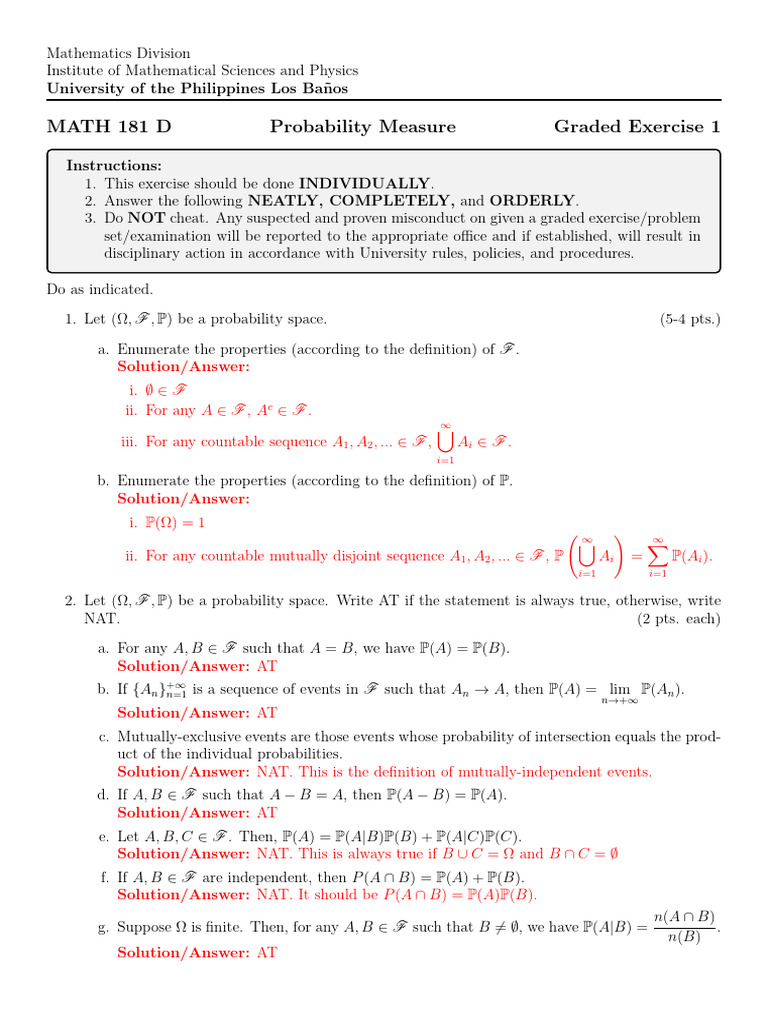 Graded Exercise 1 (Answer Key) | PDF