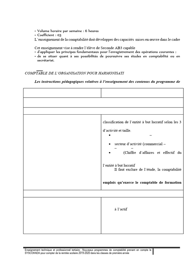 I O T T - COMPTABILITE - SYSCOHADA RESISE - 2nde AB3 | PDF
