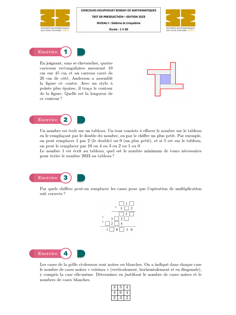 Sujets HB 2023 Présélection | PDF