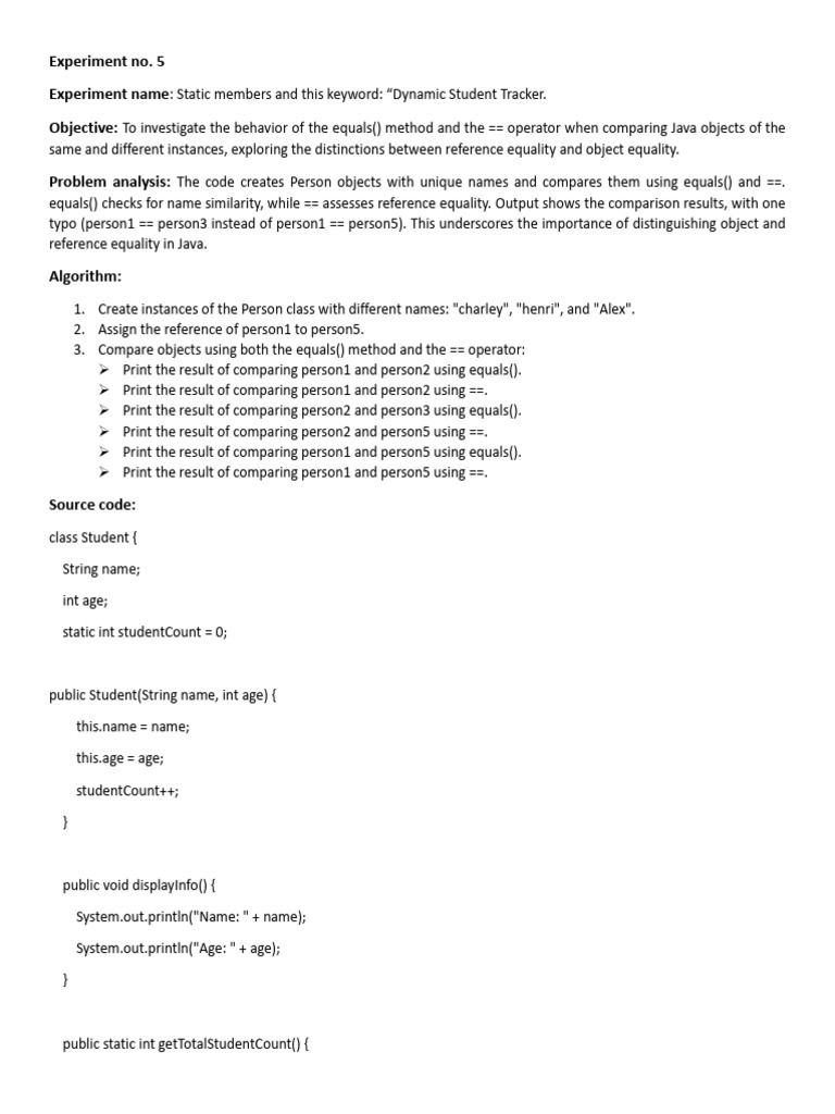 Experiment No 5 Java | PDF
