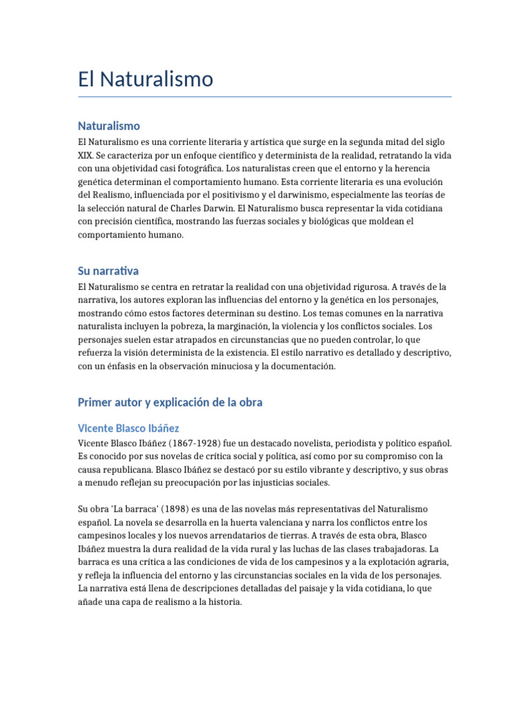 El Naturalismo en la Literatura Española | PDF | Realismo literario ...