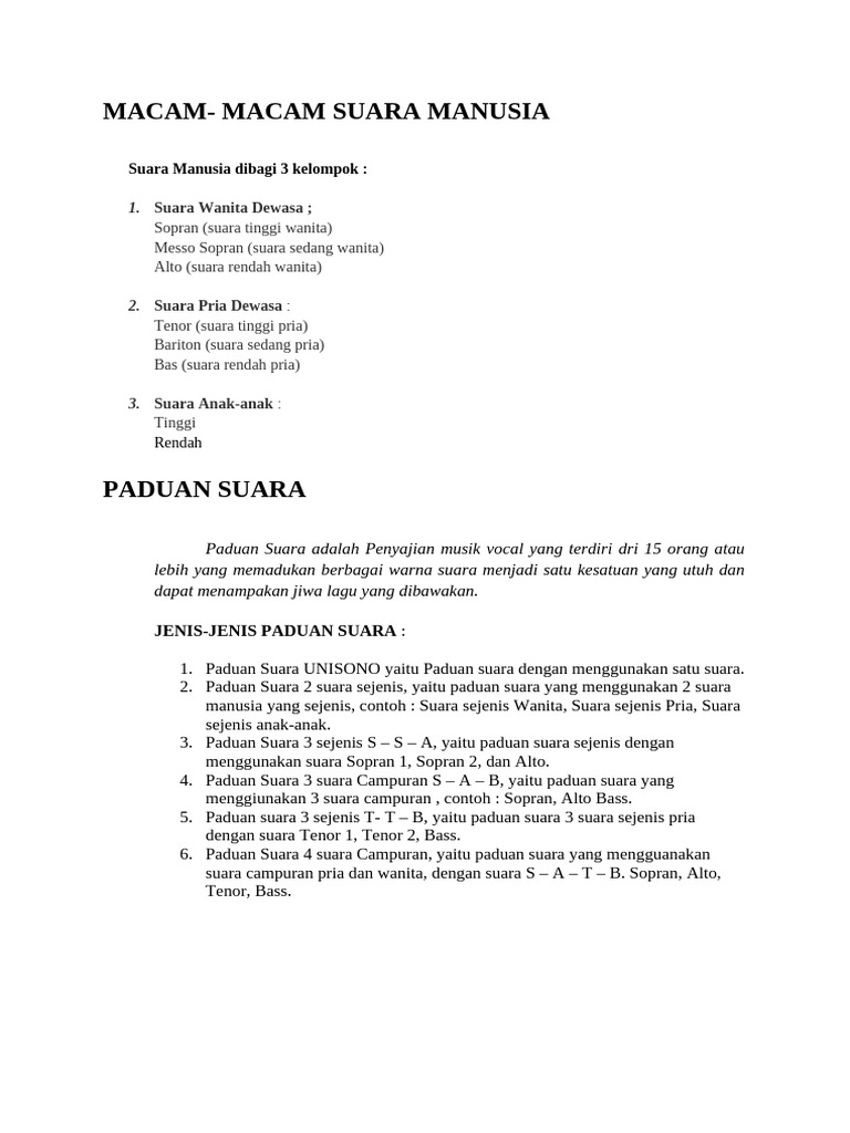 Suara Manusia Dan Dirigen (Conductor) | PDF