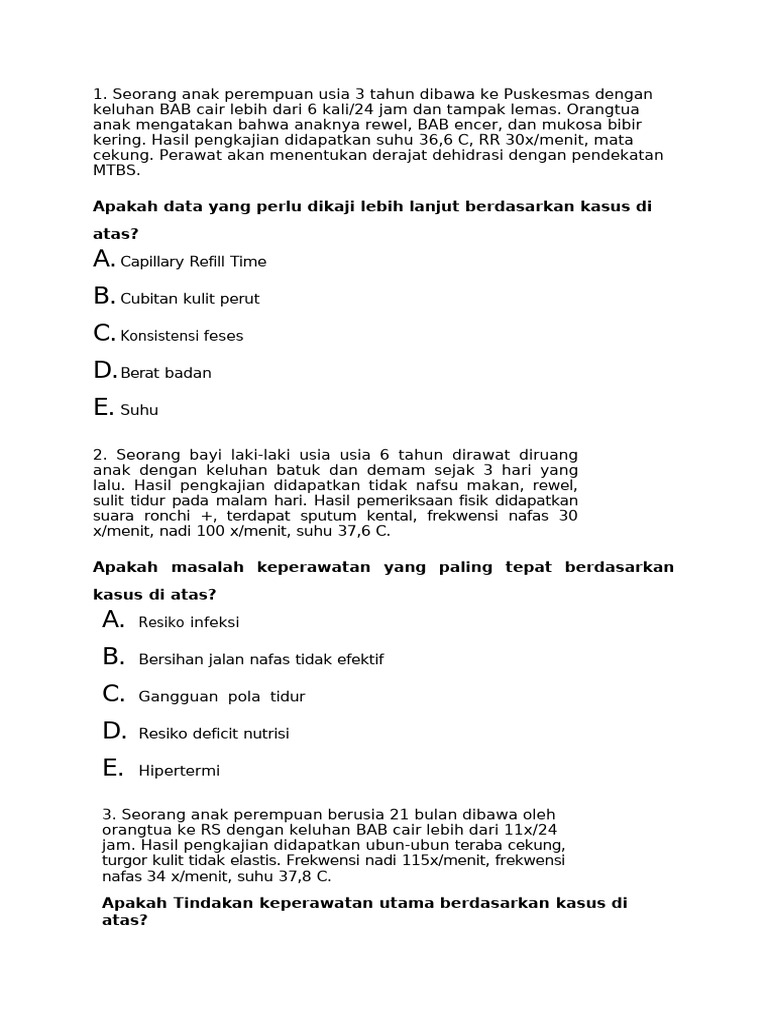 Soal Uas Kep Anak 2024 | PDF | Kesehatan Holistik