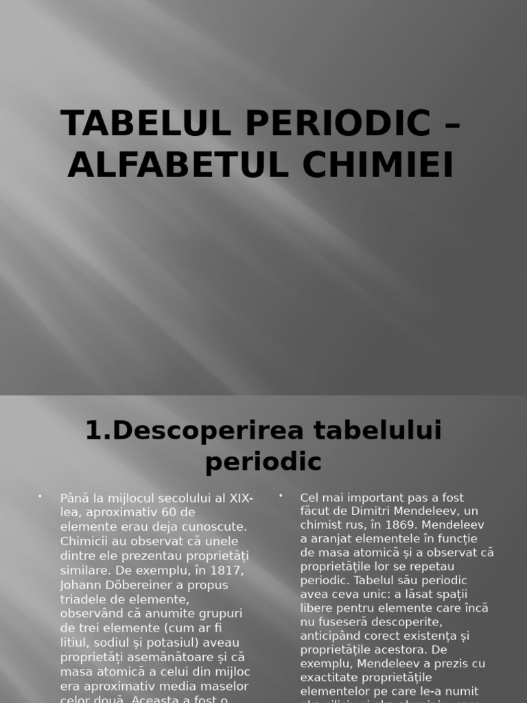 Tabelul Periodic – Alfabetul Chimiei | PDF