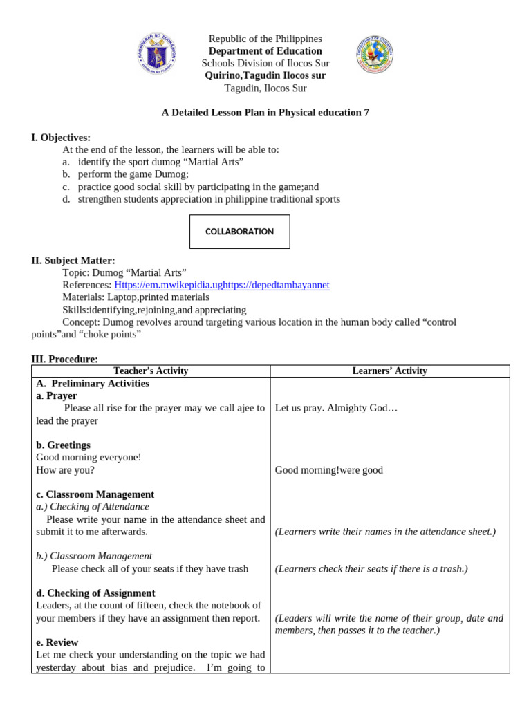 Sample Detailed Lesson Plan | PDF