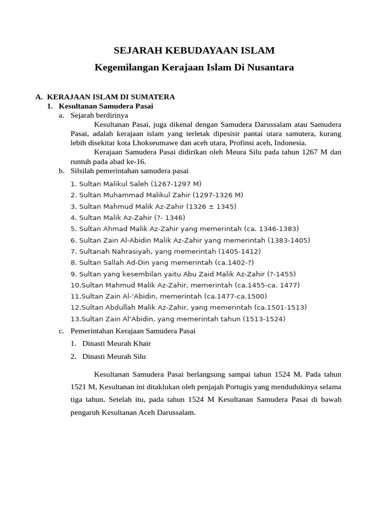 RESUME SEJARAH KEBUDAYAAN ISLAM | PDF