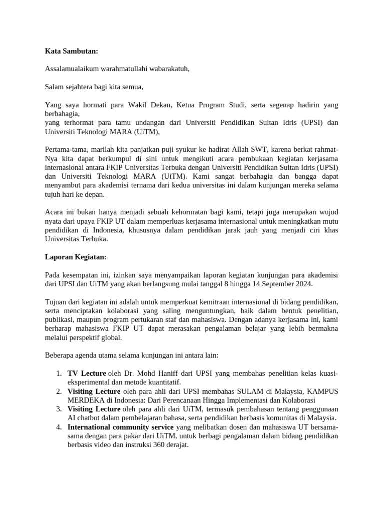 Kata Sambutan dekan [draft]VL 2024 | PDF