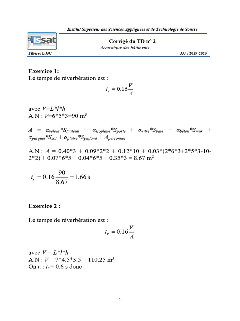 corrigé-TD2 Acoustique | PDF