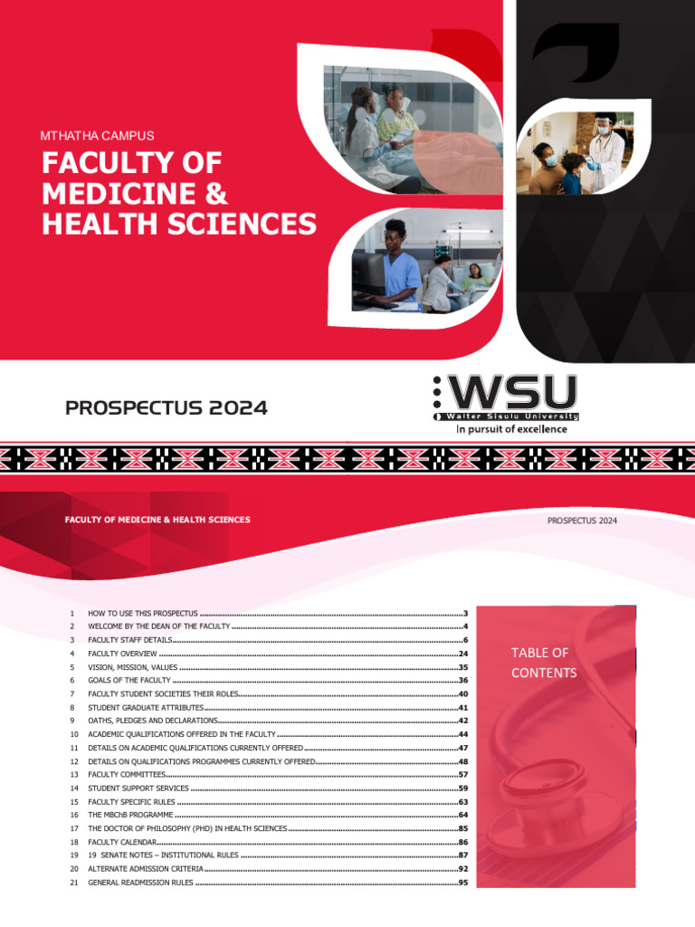 MTHATHA FACULTY OF HEALTH SCIENCES PROSPECTUS 2024 - 34 Ebb | PDF