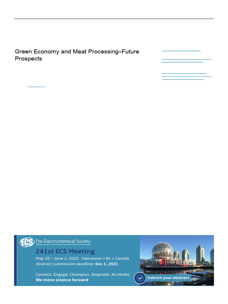 Green Economy and Meat Processing-Future Prospects | PDF