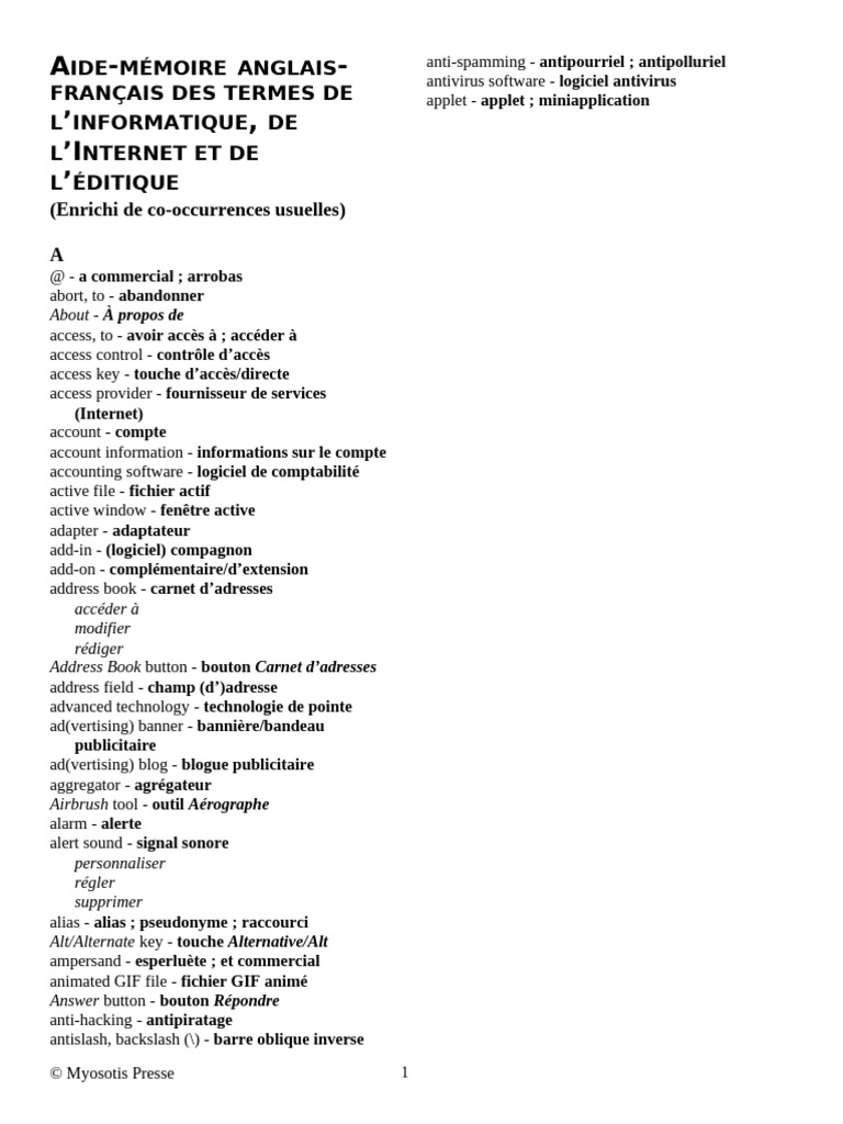 Aide Memoire Informatique-Eng fr847 | PDF