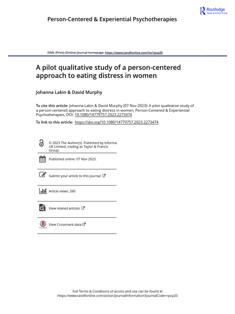Johanna Lakin & David Murphy - A Pilot Qualitative Study of A Person-Centered Approach To Eating ...