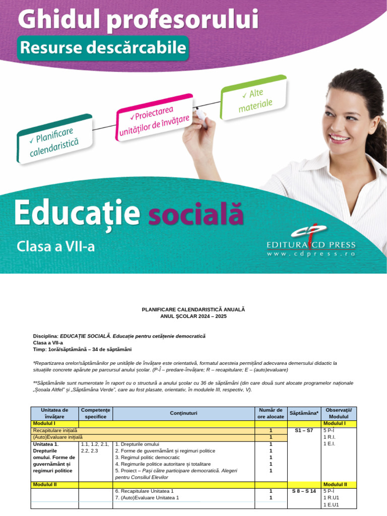 CD PRESS - Planificare - Proiectare - Educatie Sociala VII 2024-2025 | PDF