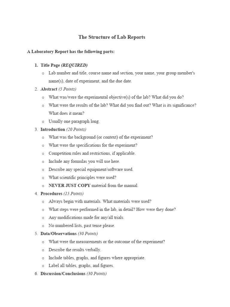 The Structure of Lab Reports | PDF