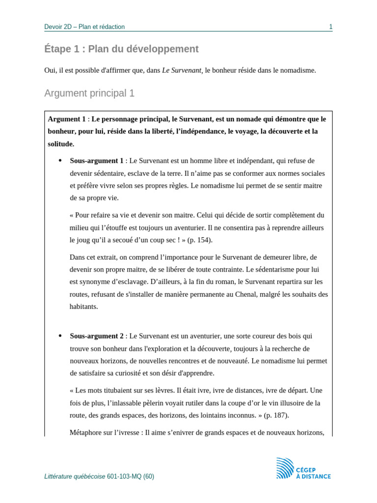 Dissertation Le Survenant | PDF