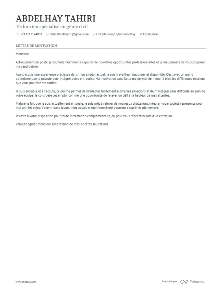 Abdel Hay Tahir I Cover Letter | PDF