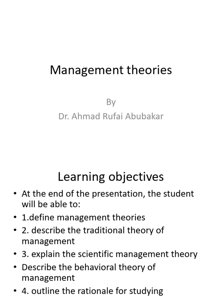 Management theories | PDF