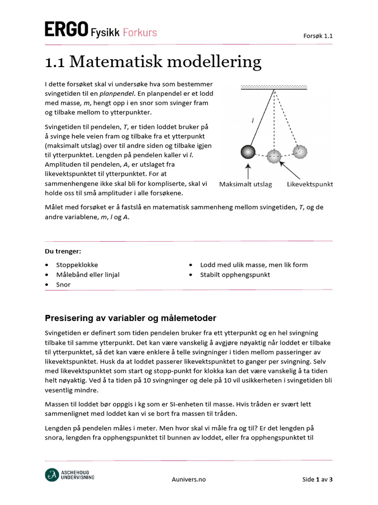 1.1 Matematisk Modellering | PDF