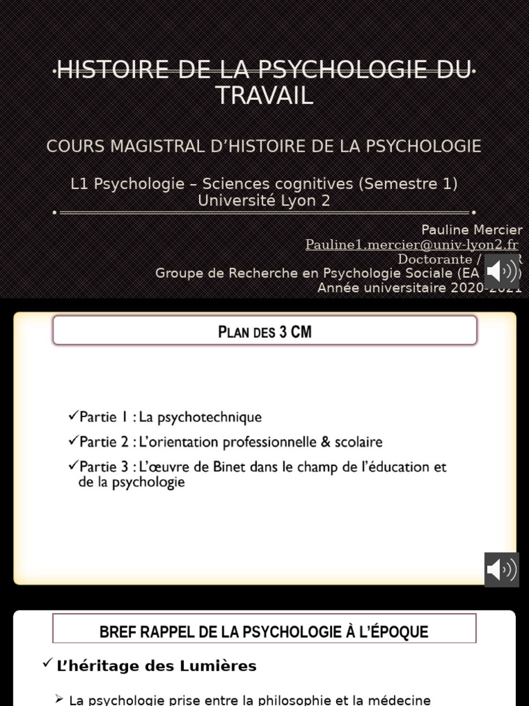 CM1 Histoire de La Psychologie Du Travail | PDF