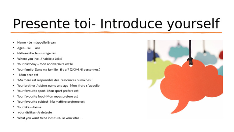 Presente Toi - Introduce Yourself | PDF