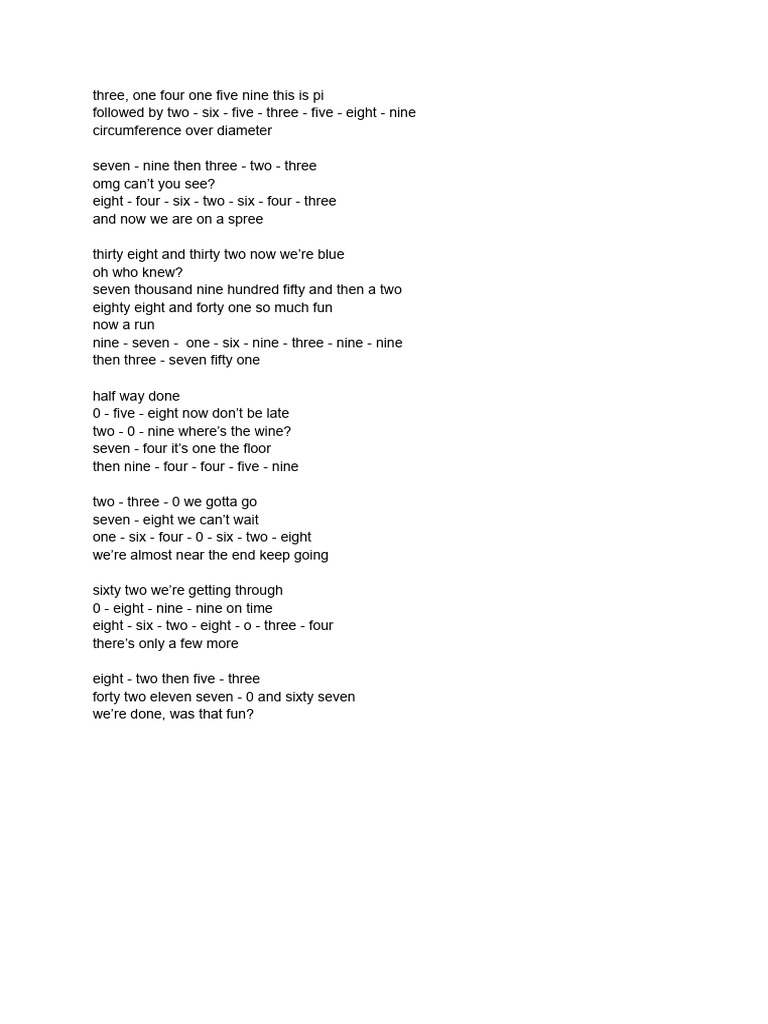 100 Digits of Pi | PDF