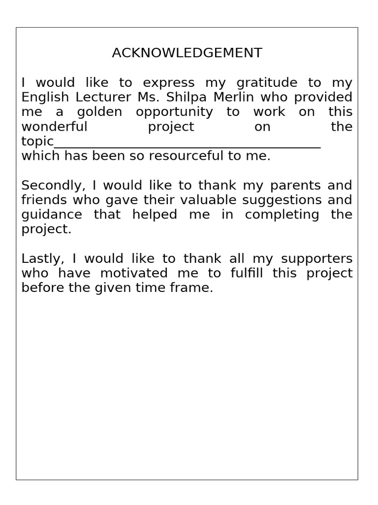 Acknowledgement | PDF