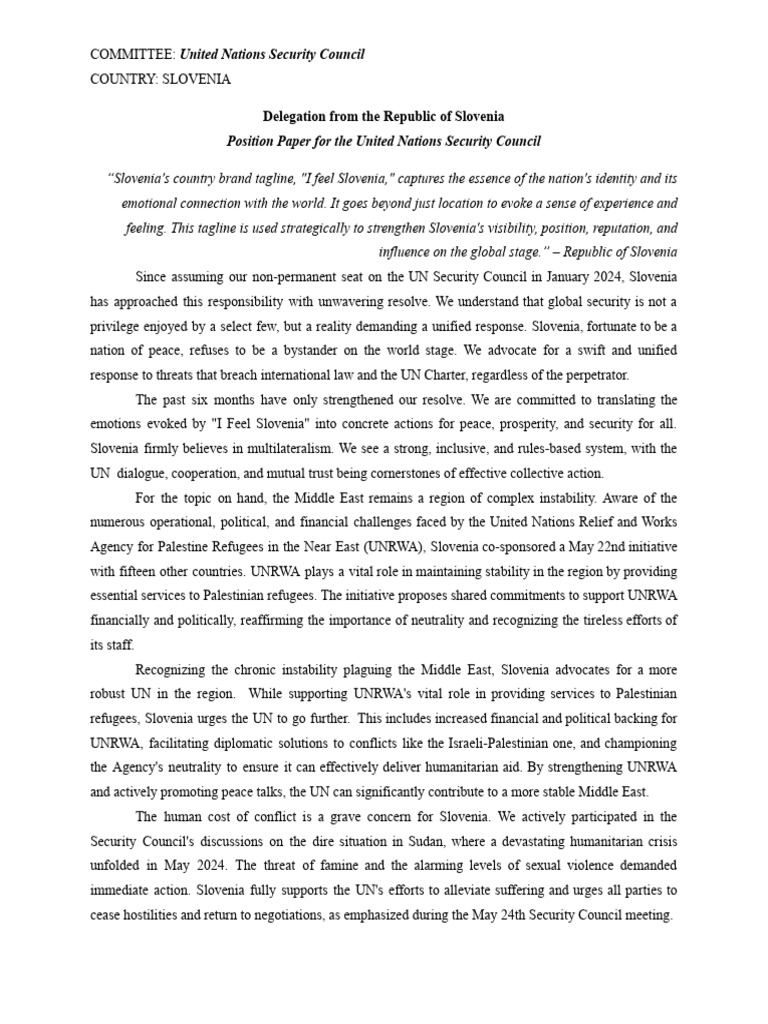 PosPaper Slovenia UNSC | PDF