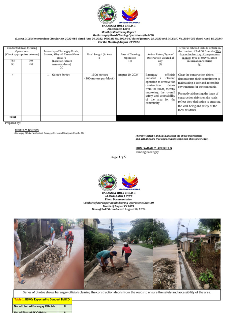 Road Clearing - August | PDF
