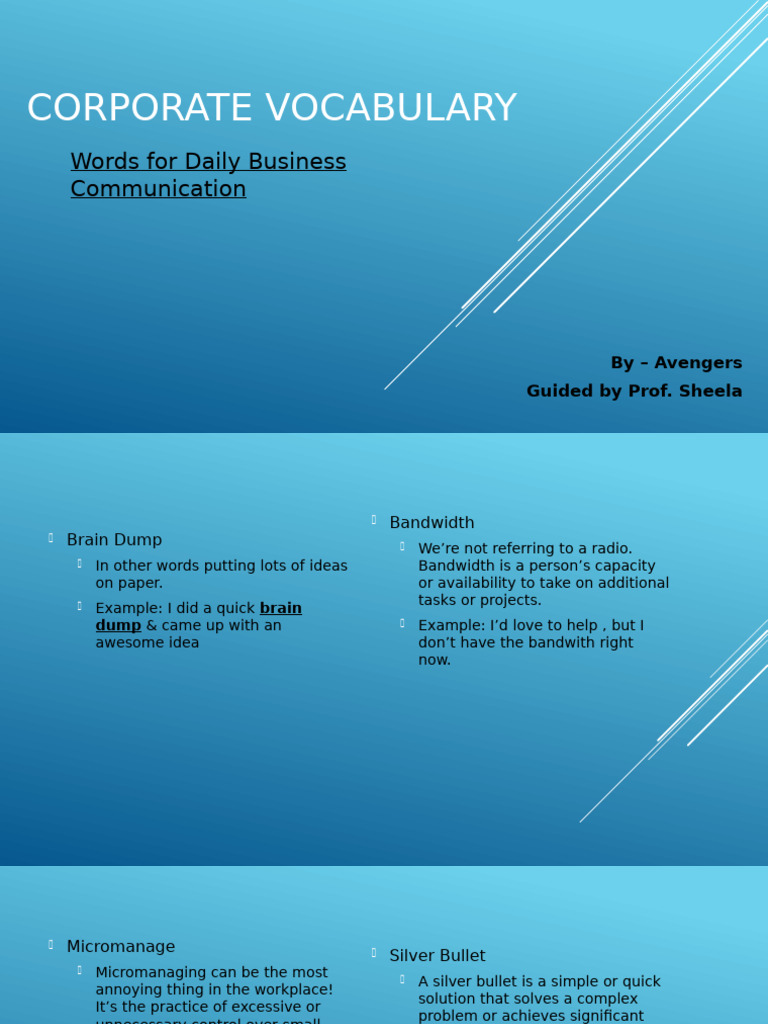 Corporate Vocabulary | PDF