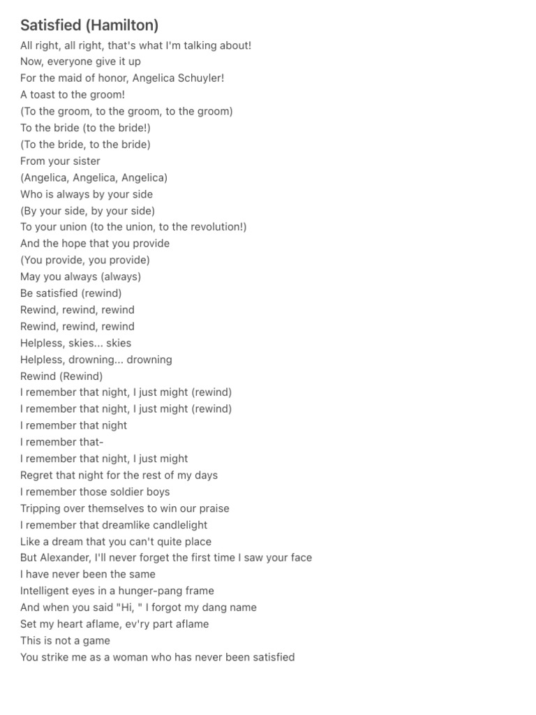 Satisfied (Hamilton) | PDF