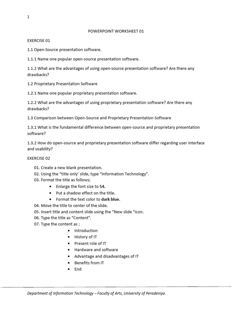 Powerpoint Worksheet 01 | PDF