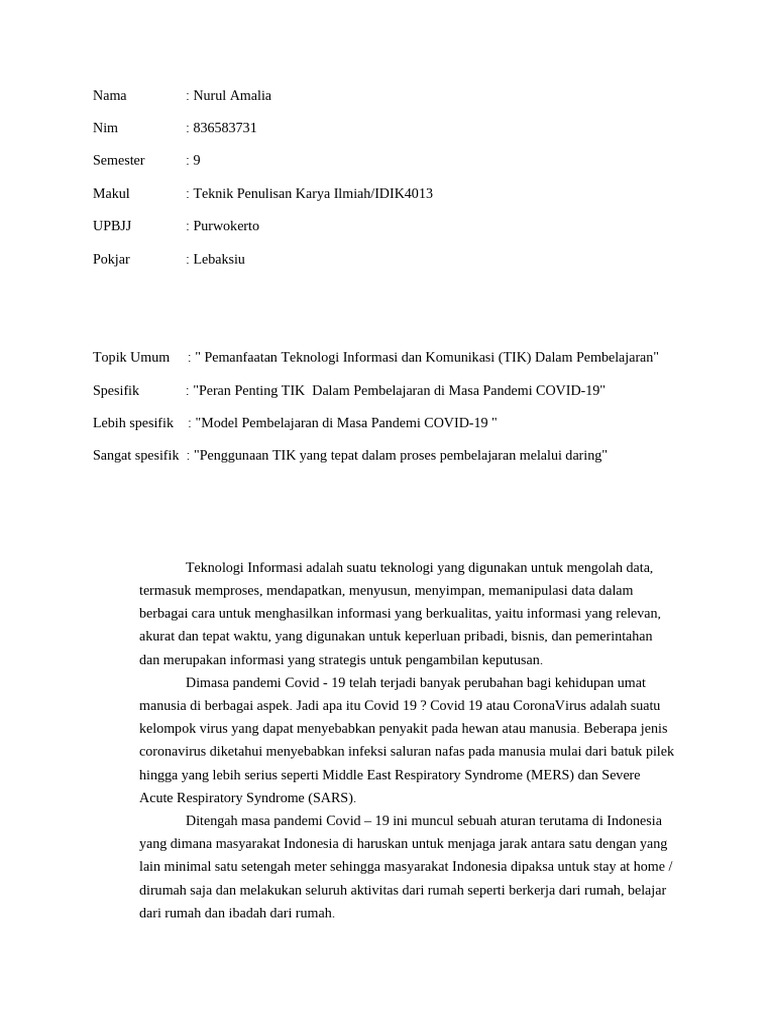 Tugas 1 Teknik Penulisan Karya Ilmiah Revisi | PDF