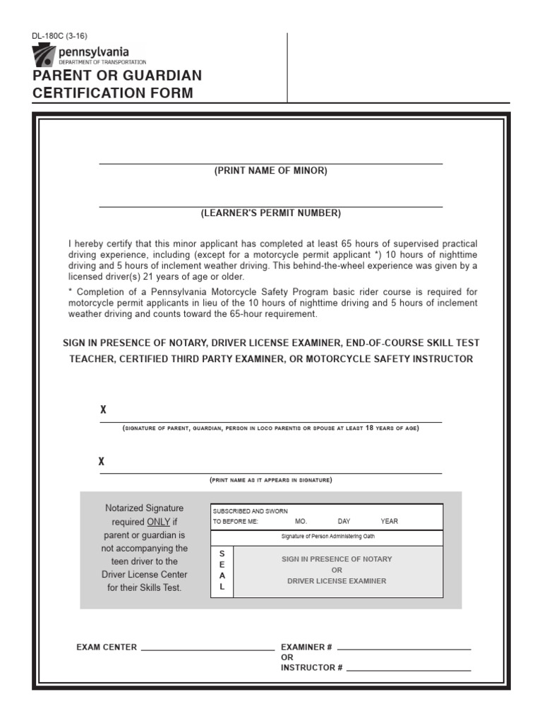 Parent or Guardian Certification Form: (Print Name of Minor) | PDF