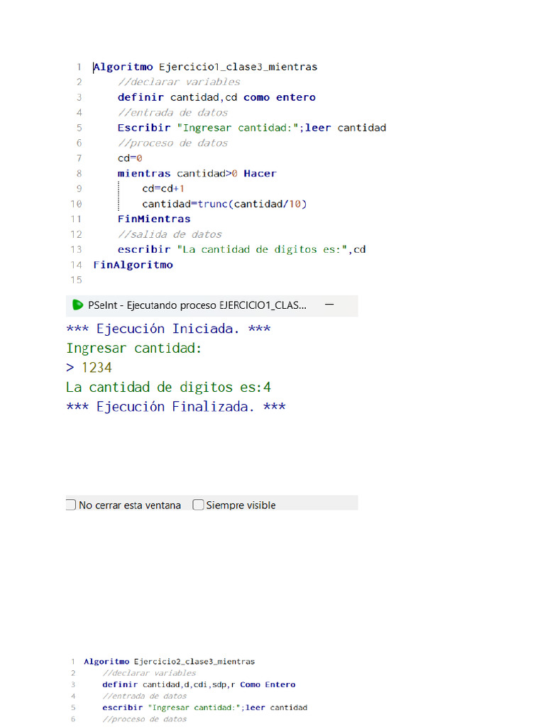 Ejercicios MIENTRAS | PDF