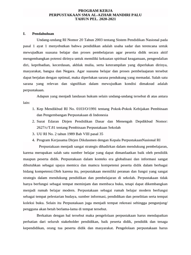 Program Kerja 2020-2021 | PDF