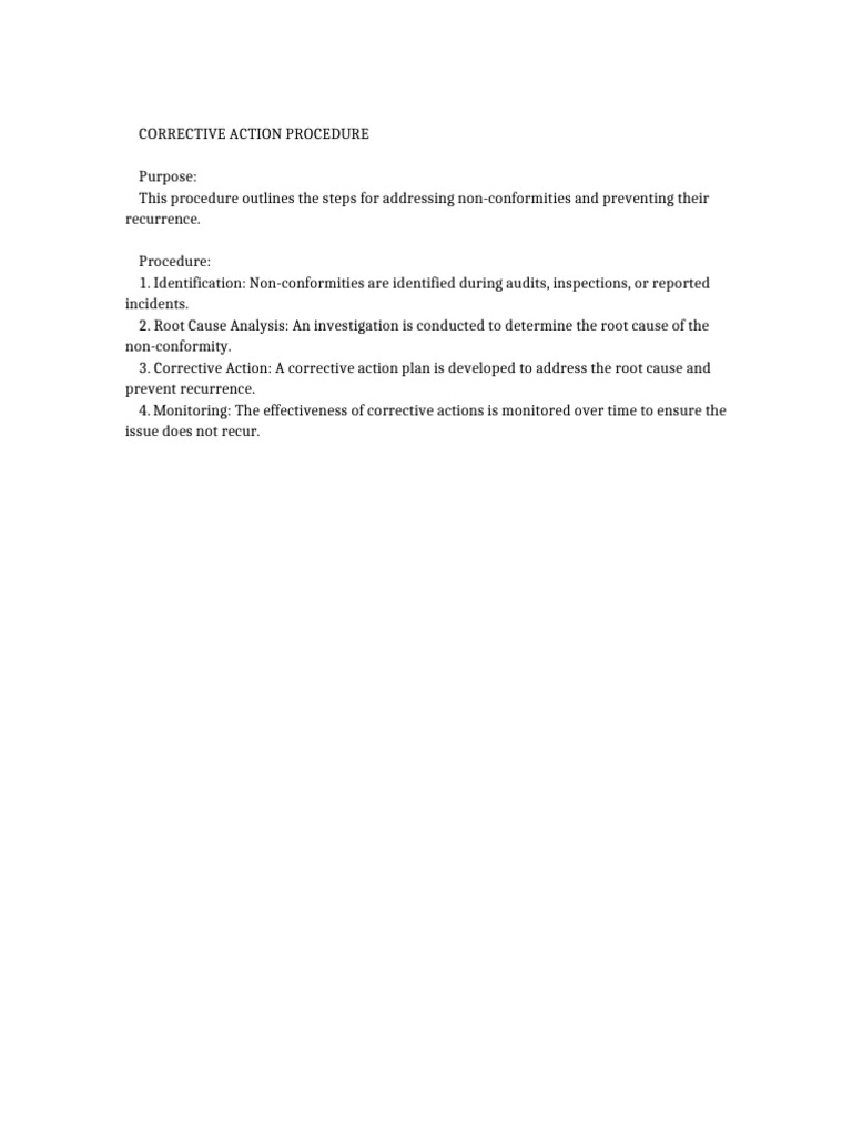 Corrective Action Procedure | PDF