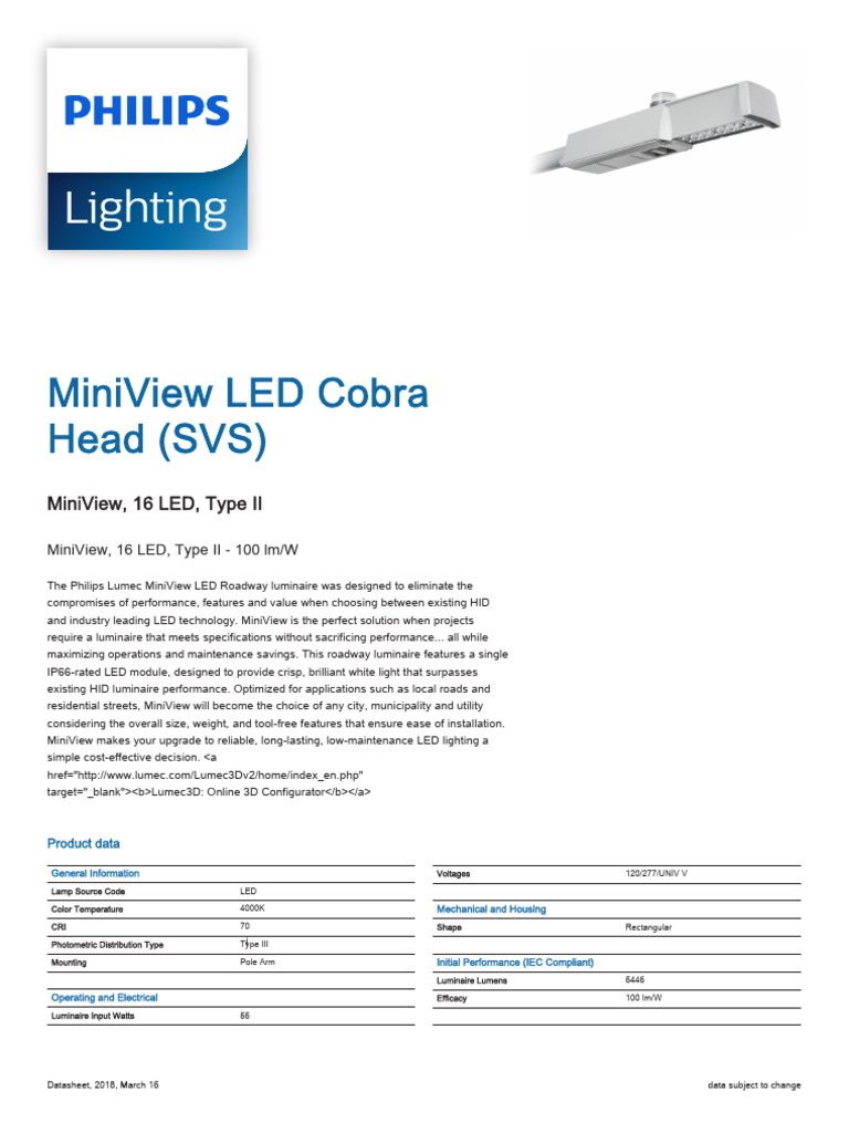 LED PHILIPS SVS COBRA MINIVIEW | PDF