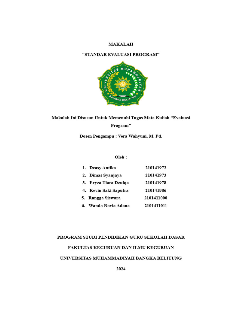 Makalah Standar Evaluasi Program | PDF