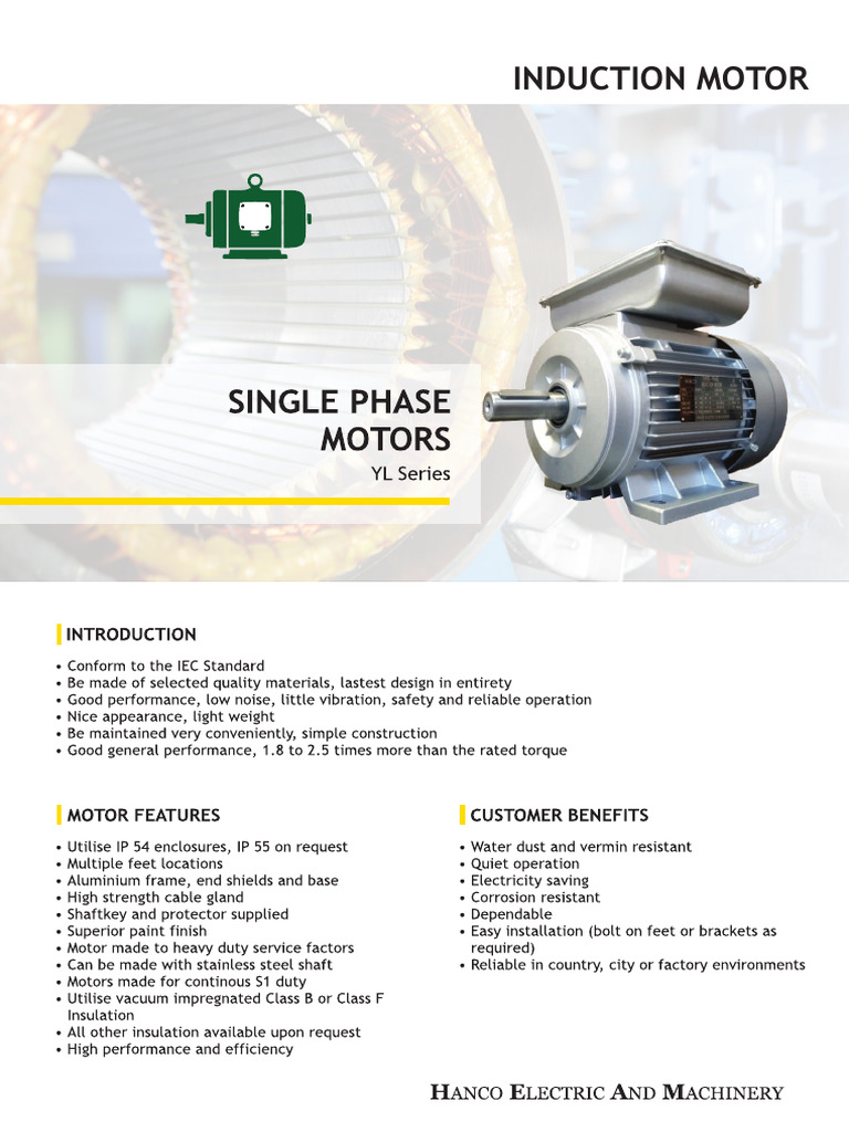 HANCO Induction Motor 1phase | PDF